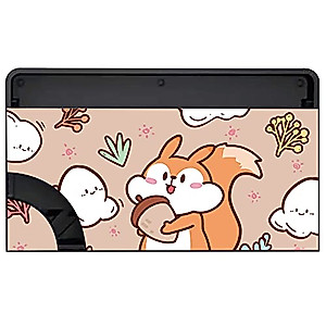 PlayVital Full Set Protective Stickers for Nintendo Switch OLED Model, Customized Vinyl Decal Skins for Switch OLED Console & Joycon & Dock & Grip - Squirrel with Acorn