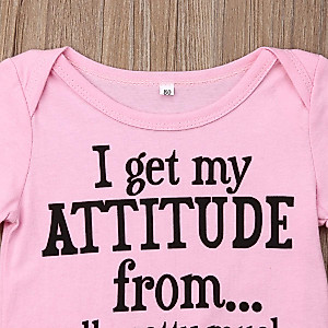 Newborn Infant Baby Girls Cotton Bodysuit Funny Letter Print Romper Jumpsuit Clothes Outfits (Short Sleeve, 0-6 Months)