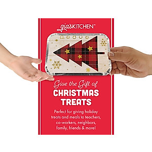Gia's Kitchen Aluminum Pans with Lids, Set of 12 Christmas Tins - Heavy Duty Foil Pans with Lids, Ideal for Leftovers, Holiday Cookie Gifts - Assorted Traditional Foil, Rectangular (24 Piece Set)