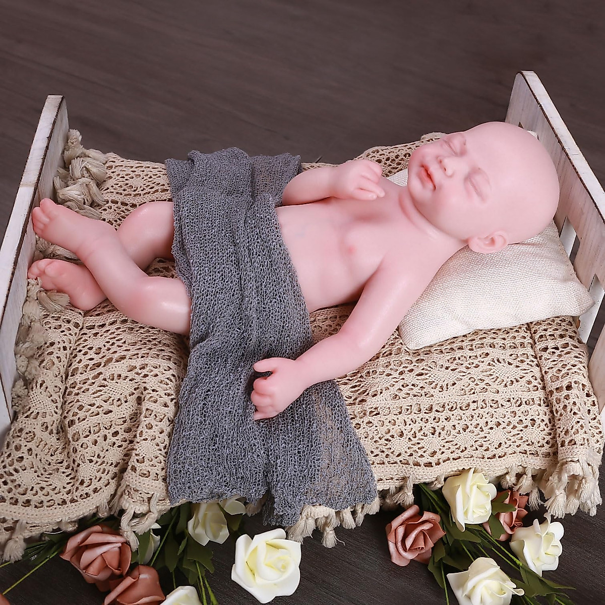 SERENDOLL 18.5 inch Realistic Full Silicone Baby Doll, Lifelike Reborn Baby Dolls, Toy, and Collectible Bald Boy