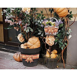 Hying Fall Ribbons for Wreath Bows Wrapping Gifts, Linen Plaid Orange Harvest Ribbon for Gift Wrapping Thanksgiving Party Fall Decoration Crafts, 2.5" X 10 Yards Autumn Thanksgiving Wired Edge Ribbon