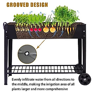 Fleecy day Raised Garden Planter Beds with Wheels Legs, Large Planters Box for Indoor Outdoor Plants,Metal Galvanized Elevated Rectangle Herb Planter Box for Vegetables Flower Patio 31.5" H