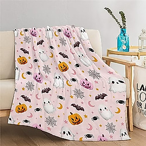Halloween Blanket Gifts - Cute Ghost Pumpkin Blanket - Halloween Decor Blanket for Couch,Sofa,Bed,Living Rooms - Halloween Ghost Blanket Gifts for Girls Boys - 40"x50"-Kids/Throw Size