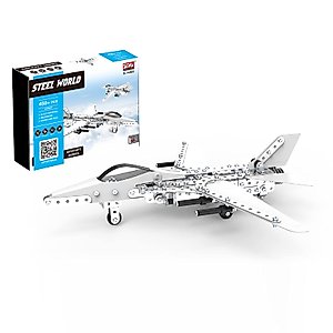 Steel World Assembled Fighter Toy Model Metal Building Block Set Construction Toys for Children and Adults