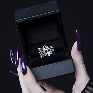 ‘Sands of Time’ Ring by Rogue+Wolf Gothic Y2K Jewelry Emo Goth Accessories, Cool Alt Knuckle Chunky Ring Aesthetics, garnet-colour, red and orange cubic zirconia