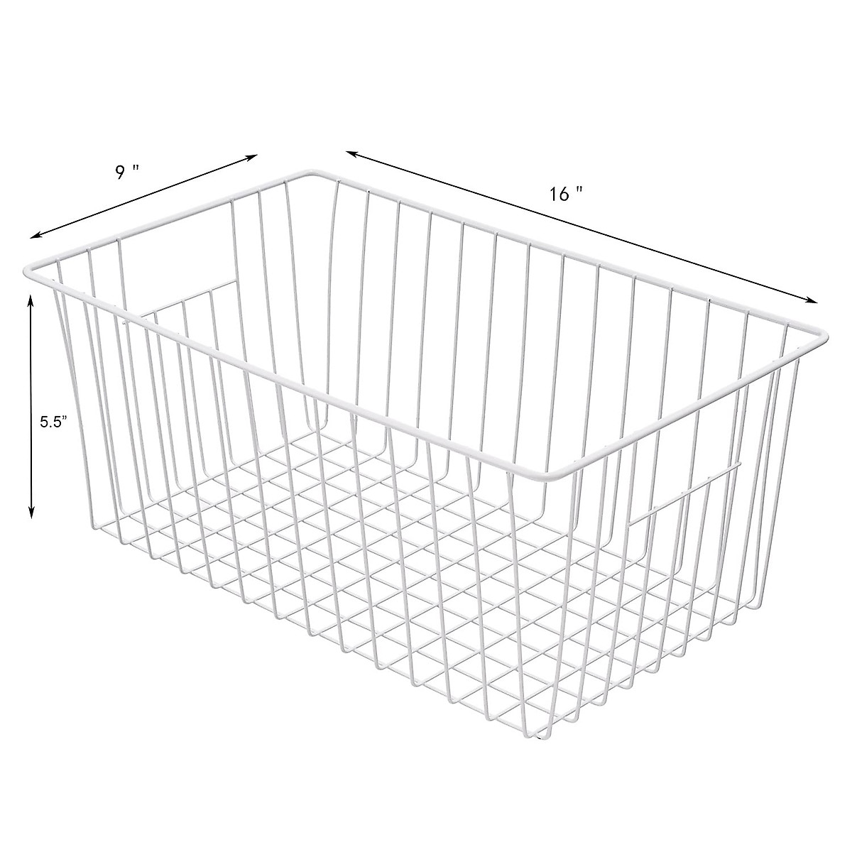 lonpute 16inch Farmhouse Freezer Wire Baskets Organizer Storage Bins Large Organizer Baskets with Handles for Storage, Office, Kitchen, Pantry, Cabinet, Closets - Set of 6 (White 6)