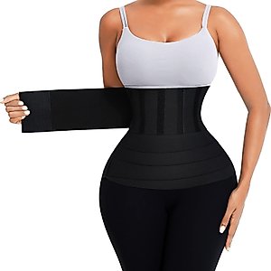JangBe Waist Trainer for Women with Loop Wrap Around Waist Trainer Plus Size Invisible Workout Waist Trimmer for Gym Black