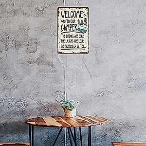 Camper Decor Camping Accessories For Campers Rv Decorations For Inside Sign Metal Tin Signs Funny Campsite Rules Travel Trailer Wall Decor Personalized Welcome Gifts