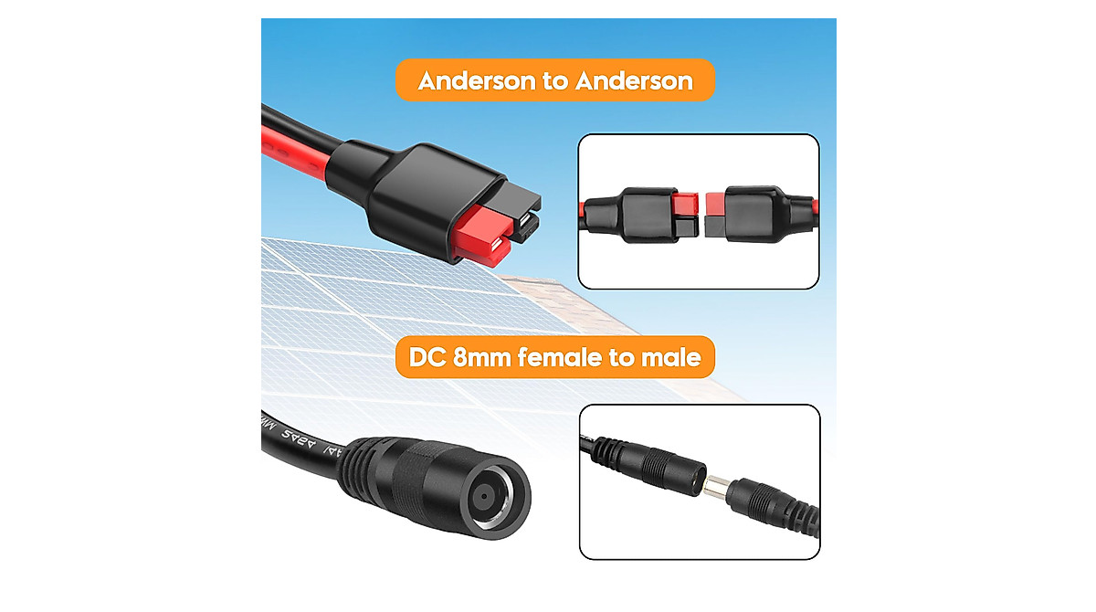 PAEKQ Anderson to DC 8mm Female Adapter Cable 1 to 2 High Power Port to ...