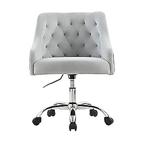 ANOUR Modern Home Office Chair,Velvet Adjustable Task Chair Computer Desk Chair for Kids, Swivel Armchair, Vanity Chair for Living Room Bedroom Study (Grey)