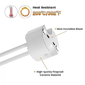 Minpory MR16 G4 GU5.3 Ceramic Bi-Pin Base Socket, MR16, MR11 Halogen Incandescent CFL LED Bulb Holder Wire Connector Socket Adapter 10 Pack
