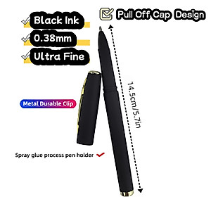 Fengtaiyuan 038P18, Gel Ink Rollerball Pens, Black Ink, Ultra FIne 0.38mm, 18 Pack, Writing Smooth, Cool Pens (0.38mm-Black-18Pack)