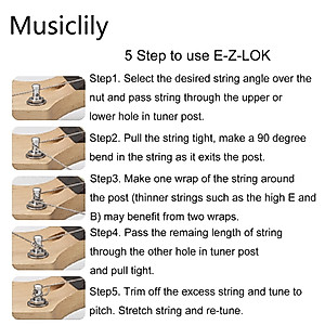 Wilkinson Left Handed 6-in-line E-Z-LOK Guitar Tuners 6L Tuning Pegs Keys Machine Heads Set for Fender Strat/Tele Style Electric Guitar, Chrome
