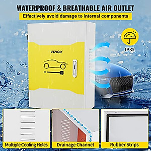 VEVOR Tesla Charger Station Box, 28'' x 20'' x 10'', Outdoor Cable Box Charging Box Cable Organizer, IP32 Waterproof Dustproof Cool Roll Steel Electrical Enclosure Box, for Tesla Wall Connector