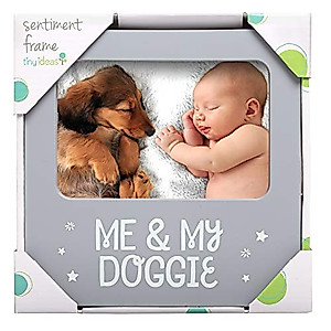 Tiny Ideas Me & My Doggie Picture Frame, Nursery Décor, Gender Neutral Gift, Gray