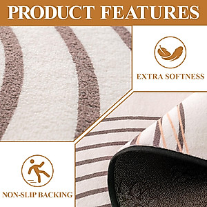 Flogriet Washable Rug, 5x7ft Boho Area Rugs Sun Print Mid Century Modern Rugs for Living Room Bedroom Dining Table Modern Home Office -Anti-Slip-Beige and Orange