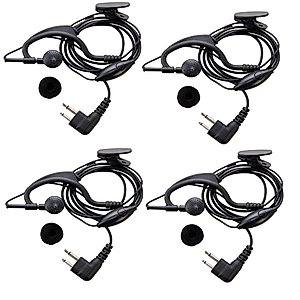4X HQRP 2-Pin External Ear Loop Headset w/PTT Microphone Compatible with Motorola RDV-5100, RDV-2020, RDU-2020, RDU-2080, RDU-2080D, RDV-2080DD, RDU-4100, RDU-4160, RDU-4160D, RDV-2080D, RDV-5100