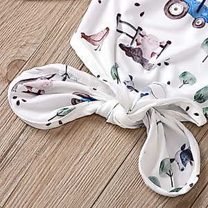 Newborn Neutral Farm Animal Clothes Knotted Sleeper Gown Unisex Baby Boy Girl Cow Nightgown Gifts Infant Western Outfit