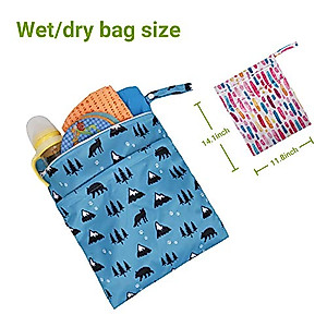 TRENSOM Wet Bag for Swimsuit Waterproof Reusable bags with Two Zippered Pockets Graffiti Watercolor Wet Dry bag Travel Beach Pool Yoga Gym Bag for Pump Wet Clothes 2pcs