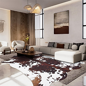 coffinsea Faux Cowhide Rug 5.2x4.6 ft Area Rugs Cow Hide Area Rugs Carpet Western Rugs for Bedroom Living Room Dining Room Decor Animal Print Rugs Cow Rug for Western Home Decor Fur Rug Carpets