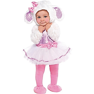 Amscan Toddler Little Lamb Dress w/Hood, Tights, and Booties Costume - 18-24 Months | Tulle | Pink and White | 1 Set