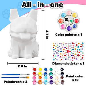 FUNZBO Paint Your Own Dog French Bulldog Lamp Kit - Arts and Crafts Supplies Puppy Painting Kits for Kids Teens Adults, DIY Night Light Toys for Toddlers Girls Boys Birthday Easter Holiday Gifts