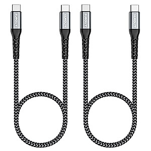 SUNGUY USB C to USB C 1.5FT [2Pack], 60W USB C Cable PD Fast Charge USB 2.0 Type C Charger Cord Compatible for Samsung Galaxy S21/S21+/S20+ Ultra, MacBook Air/Pro, iPad Pro 2020/2018, iPad Air 2020