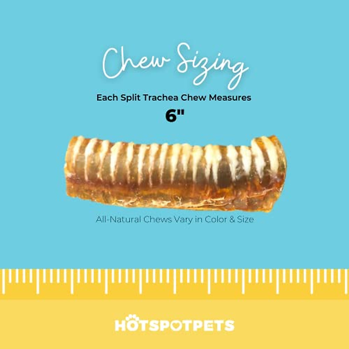 hotspot pets Premium Beef Trachea for Dogs 6" Strips Split - All Natural Grass-Fed Beef Dog Chews, Rich in Glucosamine Chondroitin for Joint Health, Single Ingredient No Rawhide Dog Treats