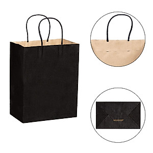 [100 Bags] 6.25x3.5x8. Kraft Paper Gift Bags with Handles Bulks. Ideal for Shopping, Packaging, Retail, Party, Craft, Gifts, Wedding, Recycled, Business, Goody and Merchandise Bag (White)