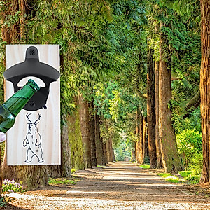 Luwanburg 2 PCS Black Wall Mount Beer Bottle Opener Outdoor Bottle Cap Opener Post Mounted Stainless