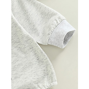 BULINGNA Newborn Infant Baby Boy Girl Sweatshirt Romper Funny Letters Print Long Sleeve One-Piece Bodysuit Fall Clothes (Light Gray, 12-18 Months)