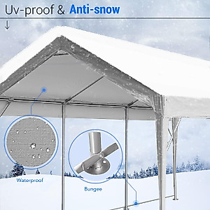 PEAKTOP OUTDOOR 12x20 ft Upgraded Heavy Duty Carport, Portable Car Canopy, Garage Tent, Boat Shelter with Reinforced Triangular Beams and Ground Bar, Gray