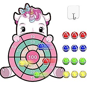 Toys for Girls, 25" Large Unicorn Dart Board Game for Kids, Party Games Girls Toys Age 3-12, Easter Basket Stuffers Christmas Birthday Gifts for 6-10 Year Old Girls, Toddler Outdoor Toys-12 Balls