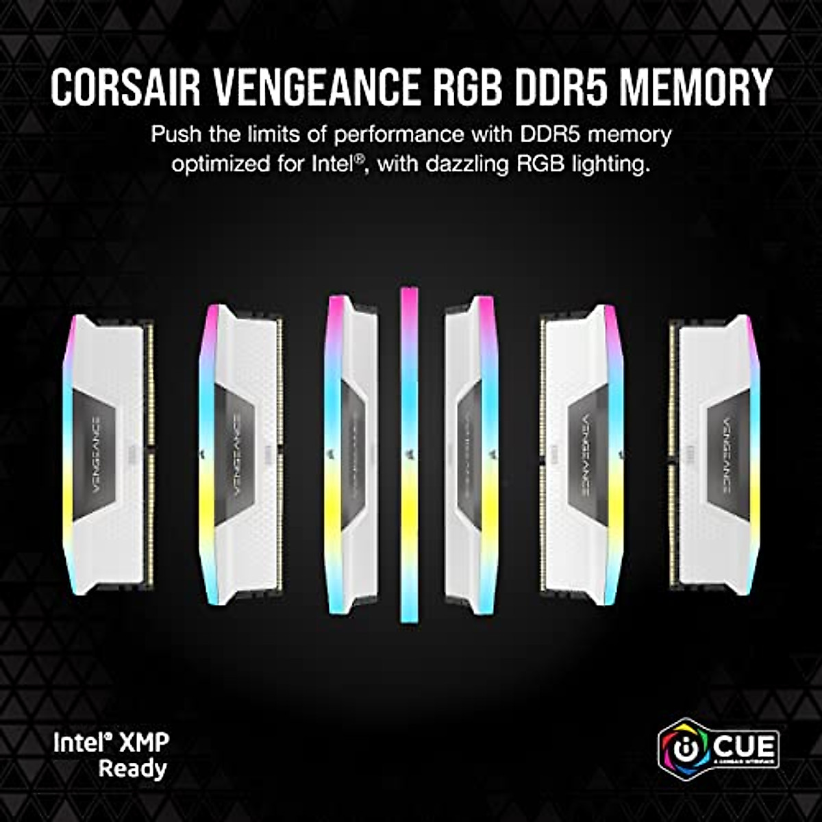 CORSAIR VENGEANCE RGB DDR5 RAM 32GB (2x16GB) 6200MHz CL36 Intel XMP iCUE Compatible Computer Memory - White (CMH32GX5M2B6200C36W)