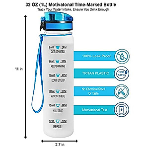 34HD Stop Slacking Drink Your Water 32 Oz Water Track Bottle, Water Bottle With Time Marker, Reminder Water Bottle, Motivational Insulated Water Bottle