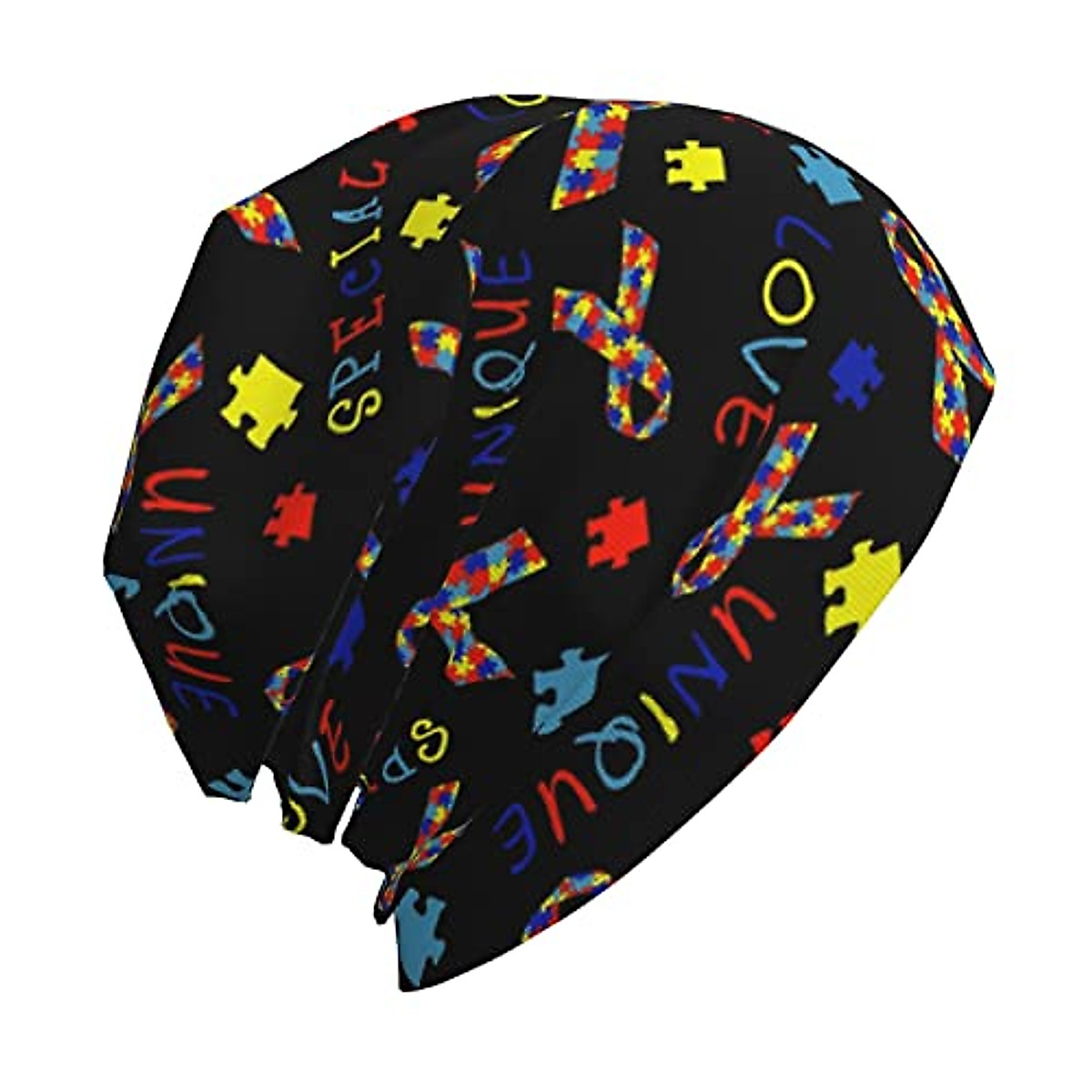 Autism Awareness Special Love Beanie Hat for Men and Women Lightweight Slouchy Hip-Hop Running Skull Cap Breathable Stretchy Sleep Hats Chemo Cap