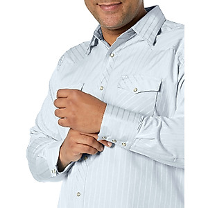 Wrangler mens Sport Western Two Pocket Long Sleeve Snap button down shirts, Blue, Medium US