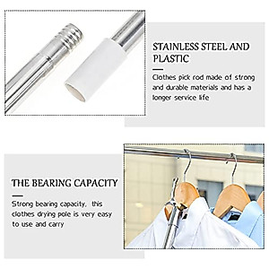Cabilock Long Reach Pole Closet Pole with Utility Hooks Wardrobe Hook Pole Splicing Pole Hook Balcony Clothing Garment Pole Hook for Clothesline Closet Hanger