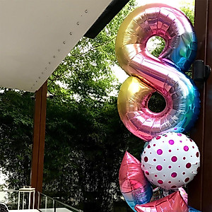 Rainbow Number 5 Balloons, 5th Birthday Balloon, 40inch Gradient 5 Balloon Numbers, Large Self Inflating Foil Balloon, 5th Birthday Decorations for Kids Birthday Party, 5 Anniversary Decorations