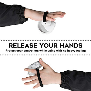 Seltureone Accessories Compatible for Quest 2 Controller Full Grip Cover with 2 Controller Caps, Anti-Slip Anti-Fall Protective Silicone Sleeve with Hand Strap for Quest 2 Headset, White