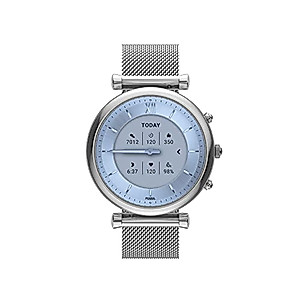 Fossil Carlie Gen 6 Hybrid 38mm Stainless Steel Mesh Smart Watch,Fitness Tracker Color: Silver (Model: FTW7076)