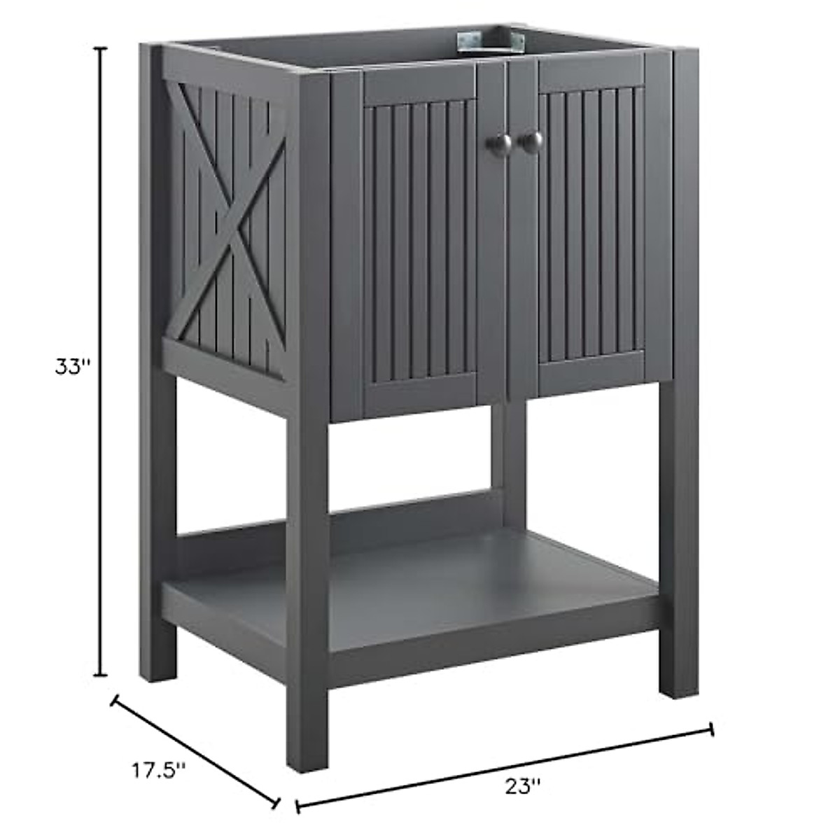 Modway Steam Soft-Close Doors Modern Wood Bathroom Vanity Cabinet in Gray