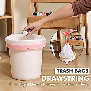 Kerhouze 4 Gallon Trash Bag - 60 Counts Small Drawstring Garbage Bags, Unscented Extra Strong Trash Can Bin Liners for Bedroom, Bathroom, Office