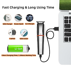 Men Beard Trimmer, Shaving Machines with 6 In 1 Grooming Kit for Hair Clippers Body Mustache Nose Hair Trimmer for Men Cordless, Waterproof Electric Trimmer for Men with USB Rechargeable