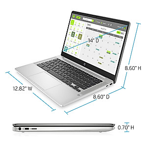 HP Chromebook 14-inch HD Laptop, Intel Celeron N4000, 4 GB RAM, 32 GB eMMC, Chrome (14a-na0010nr, Mineral Silver)