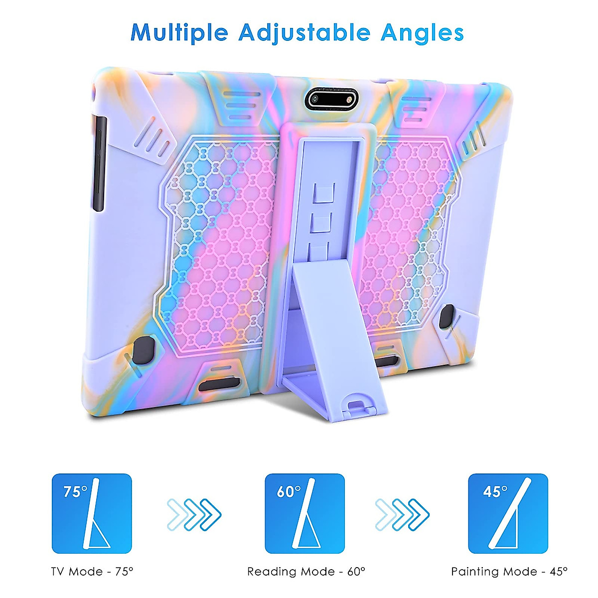 DETUOSI Case Compatible with Dragon Touch K10, Multi-Angle Stand Case, Soft Silicone Protective Cover for ZONKO K105, Victbing 10, Winsing 10, YELLYOUTH 10, Hoozo Touch 10, Rose Red & Purple