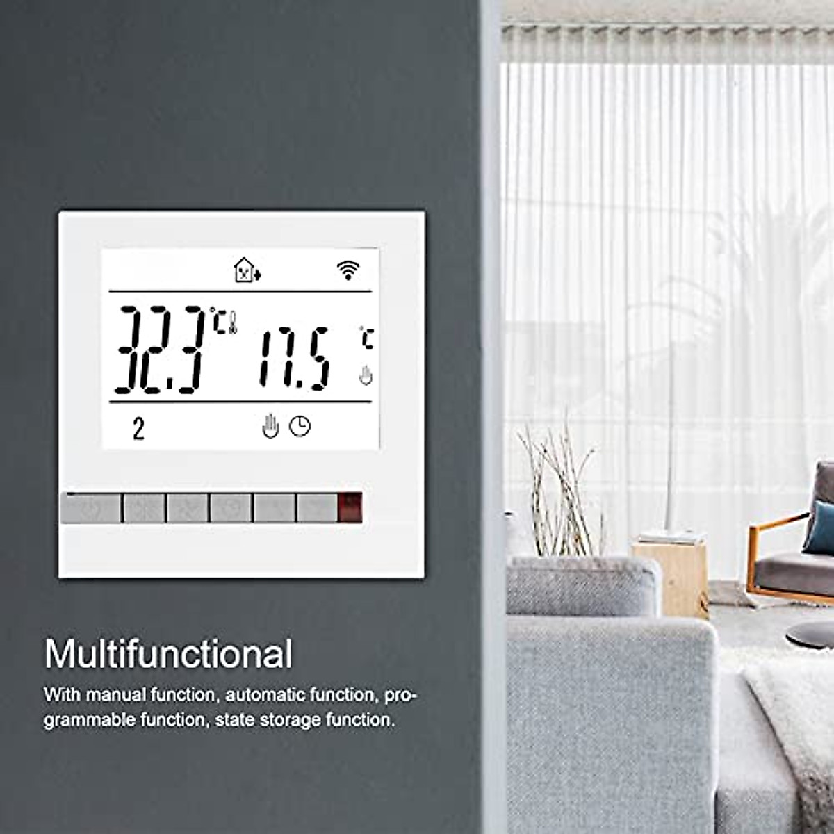 Smart Electric Heating Thermostat, LCD Display WiFi Programmable Baseboard Heater Thermostat APP Voice Control Works with 95-240V Alexa Google Assistant