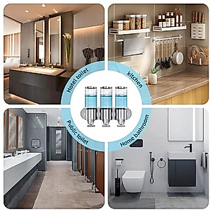 DLBJZQXC 3 in 1 Dispenser for The Shower 500ml*3 Stainless Steel Household Hotel Hotel Manual Press Three Head Dispenser Bathroom Wall Mounted Shampoo