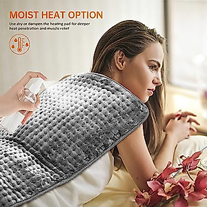 Snailax Heating Pad & Foot Warmer, 17"x33" Electric Large Heating Pads for Back Pain Muscle Pain Relief, Dry & Moist Heat Option, 6 Temperature Settings & Auto Shut Off, Washable, Grey