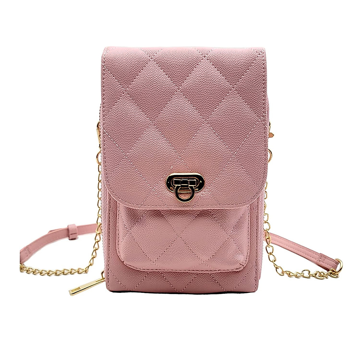 Bhumane Small Crossbody Phone Leather Bag for Women Mini Shoulder Wallet Card Purse (D - Pink)